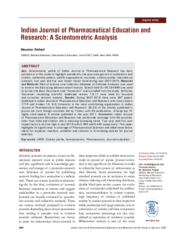 (PDF) Indian Journal of Pharmaceutical Education and Research: A ...