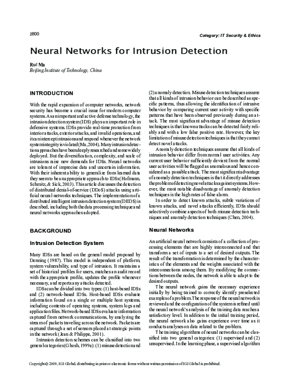 (PDF) Neural Networks for Intrusion Detection