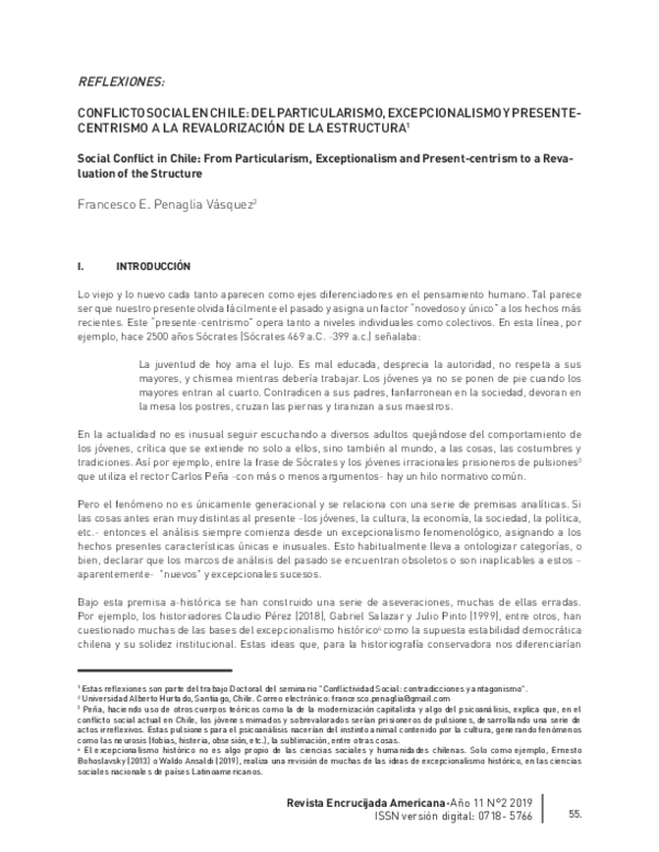 (PDF) Conflicto social en Chile: del particularismo, excepcionalismo y presente-centrismo a la ...