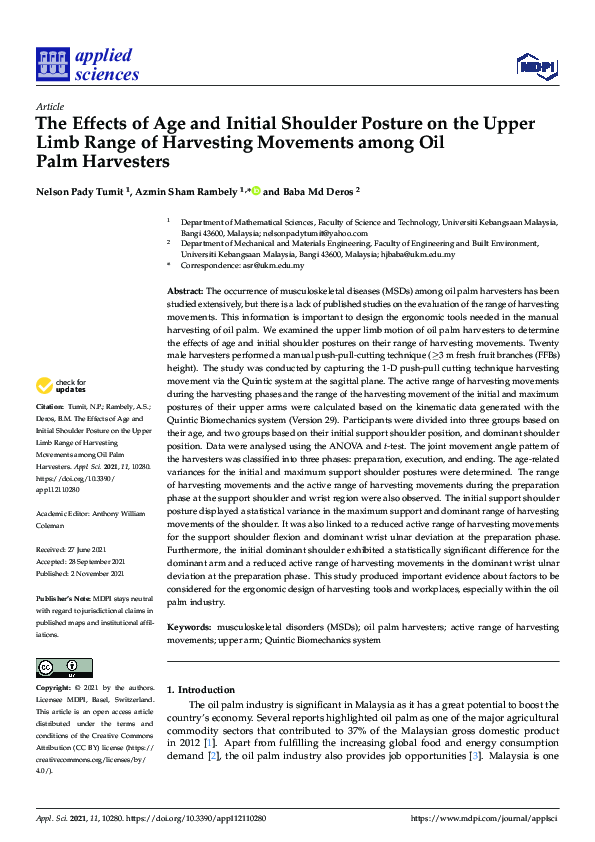 (PDF) The Effects of Age and Initial Shoulder Posture on the Upper Limb ...