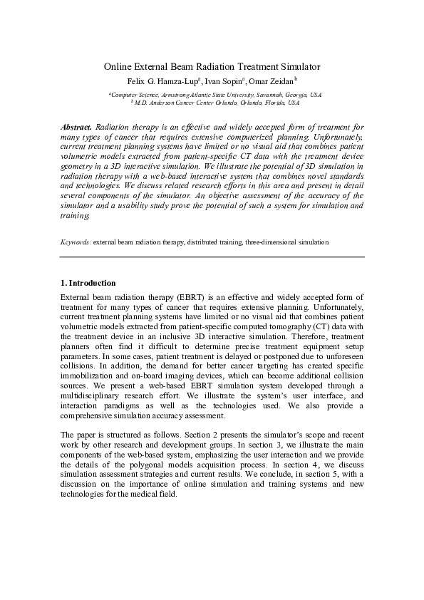 (PDF) Online external beam radiation treatment simulator