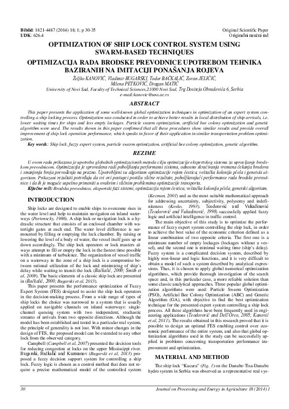 (PDF) Optimization of ship lock control system using swarm-based techniques