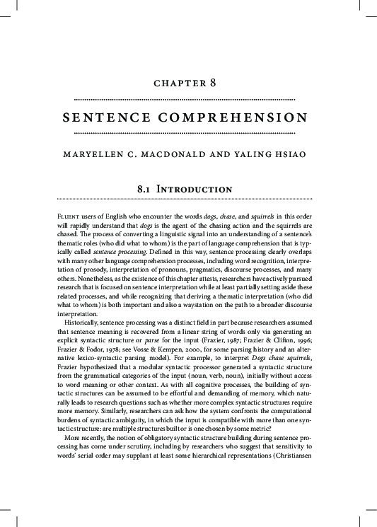 (PDF) Sentence Comprehension