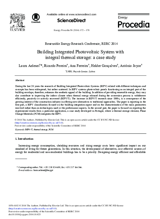 (PDF) Building Integrated Photovoltaic System with Integral Thermal ...