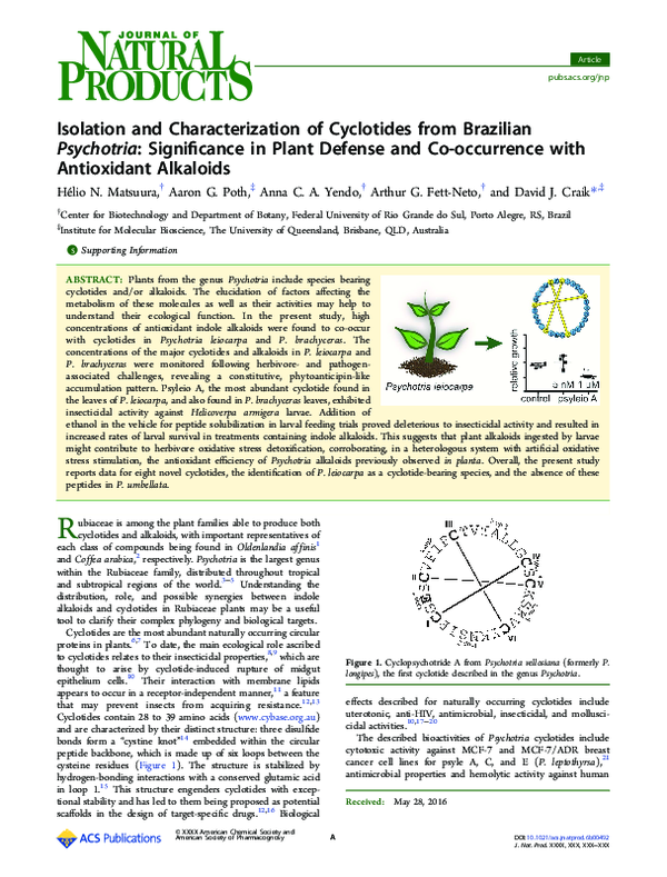 (PDF) Isolation and Characterization of Cyclotides from Brazilian ...