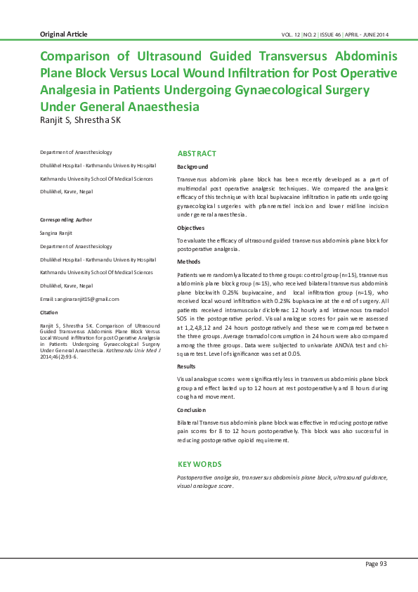 (PDF) Comparison of ultrasound-guided transversus abdominis plane (TAP ...