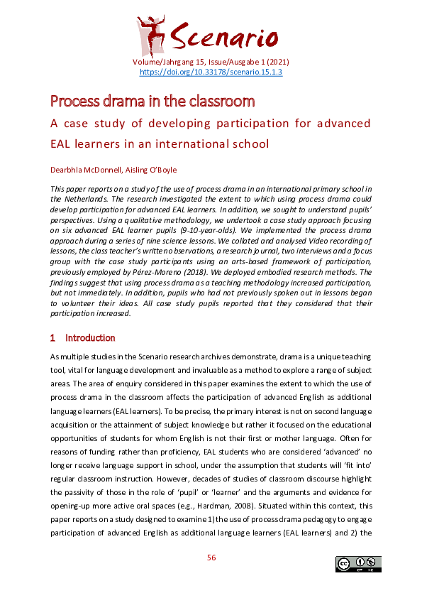 (PDF) Process drama in the classroom