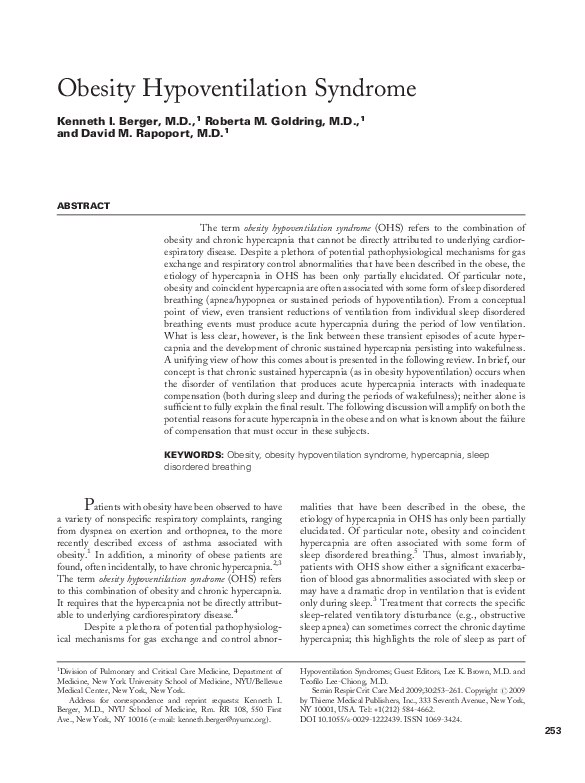 (PDF) Obesity Hypoventilation Syndrome | Kenneth Berger - Academia.edu