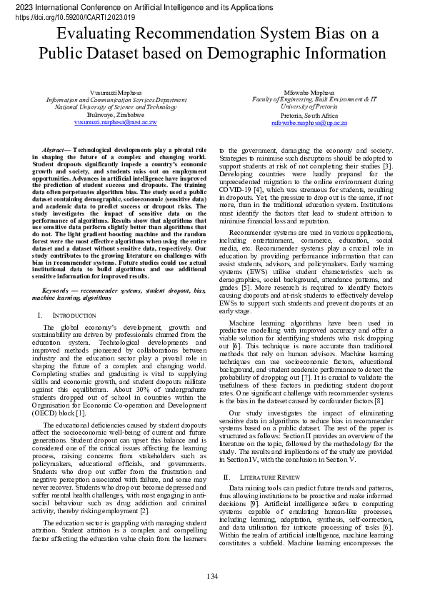 Pdf Evaluating Recommendation System Bias On A Public Dataset Based On Demographic Information