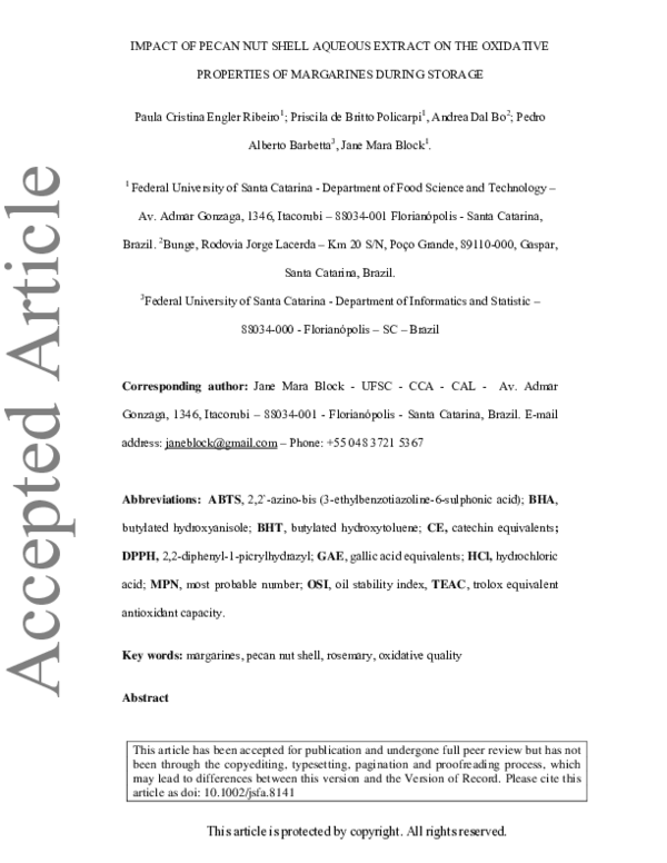 (PDF) Impact of pecan nut shell aqueous extract on the oxidative ...