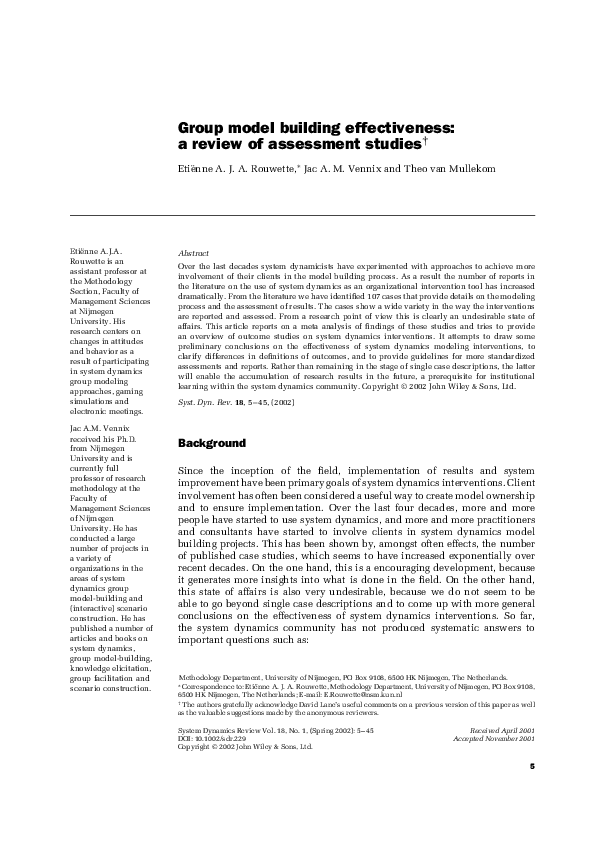 (PDF) Group model building effectiveness: a review of assessment studies
