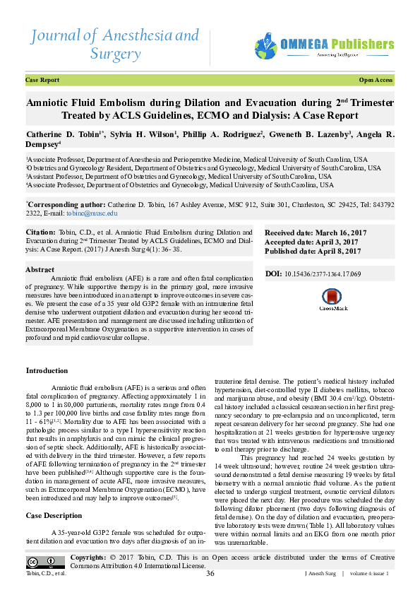 (PDF) Amniotic Fluid Embolism during Dilation and Evacuation during 2nd ...