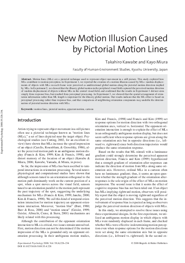 (PDF) New Motion Illusion Caused by Pictorial Motion Lines