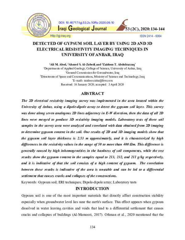 (PDF) Detected of Gypsum Soil Layer by Using 2D and 3D Electrical ...