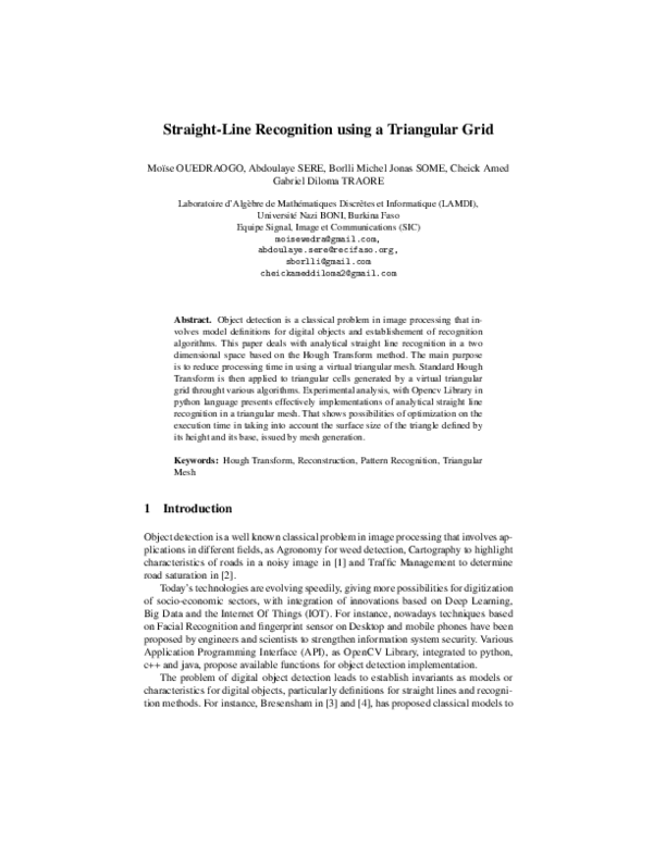 (PDF) Straight-Line Recognition Using a Triangular Grid | Cheick Amed Diloma Gabriel Traore ...