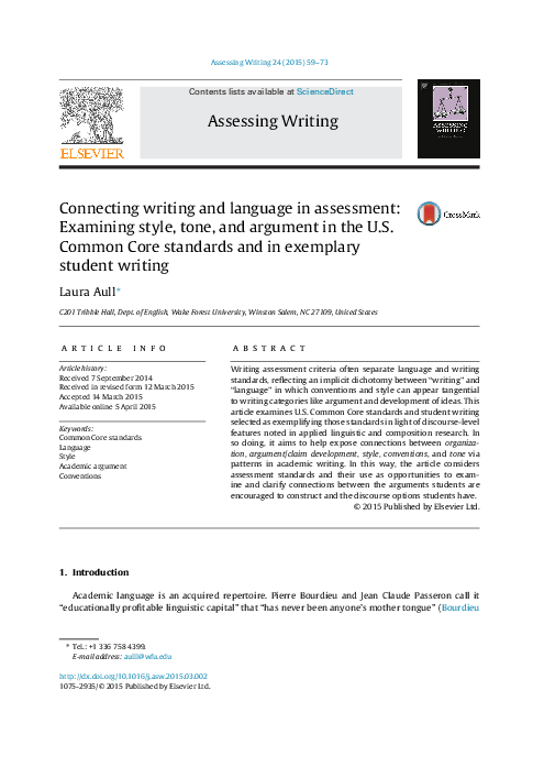 (PDF) Connecting writing and language in assessment: Examining style ...