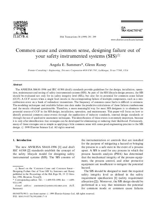 (PDF) Common cause and common sense, designing failure out of your ...