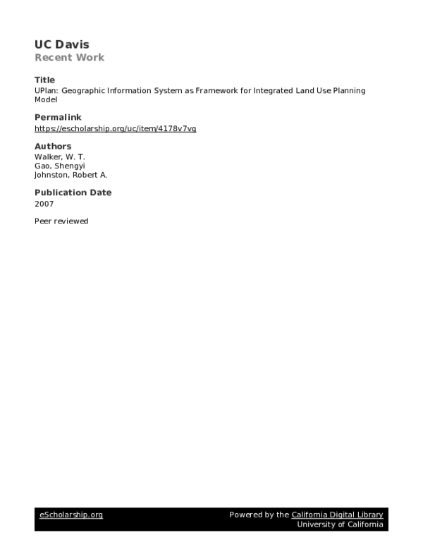 (PDF) UPlan: Geographic Information System as Framework for Integrated ...