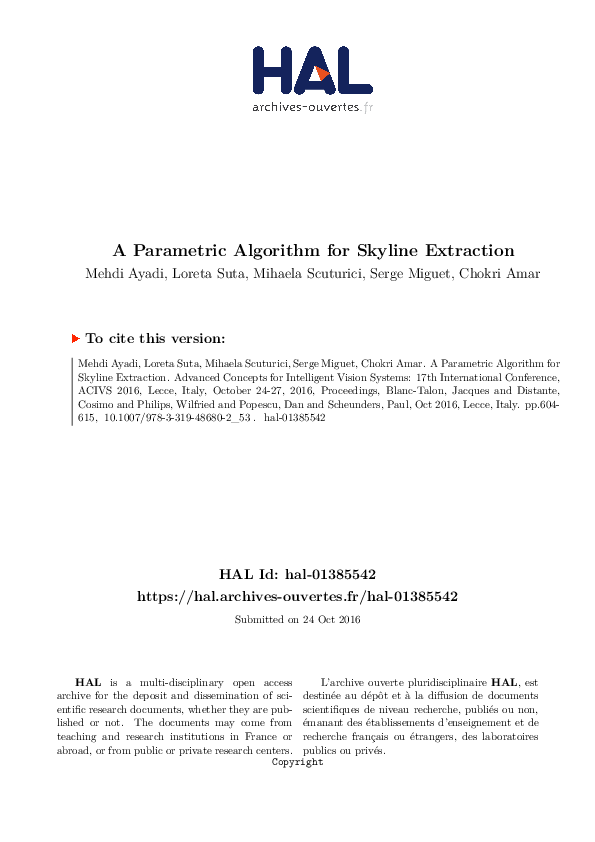 Pdf A Parametric Algorithm For Skyline Extraction