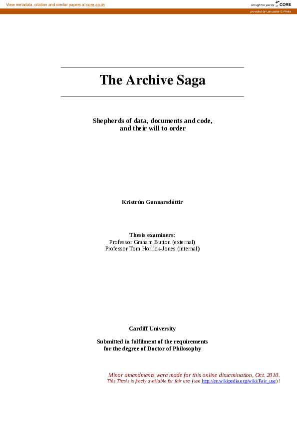 (PDF) The archive saga : shepherds of data, documents and code, and ...
