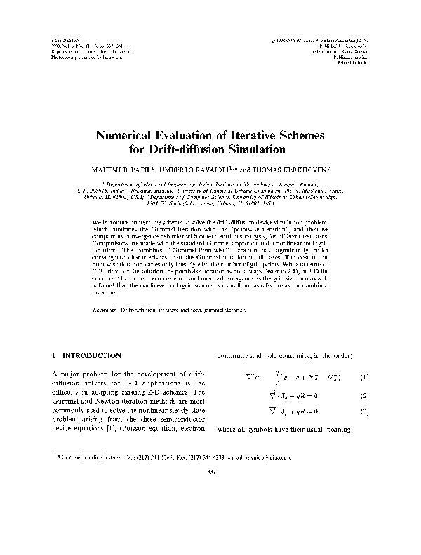 (PDF) Numerical Evaluation of Iterative Schemes for Drift-diffusion Simulation