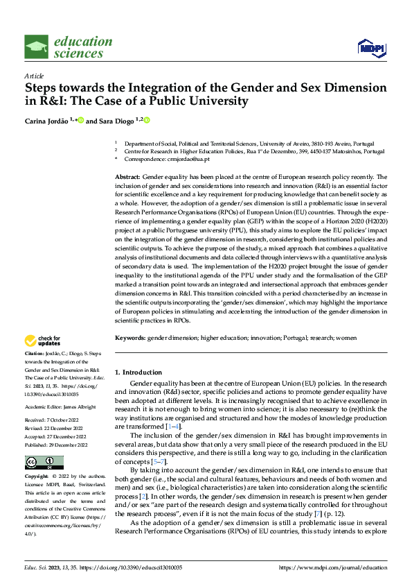 Pdf Integrating Gender And Sex In Randi At A University