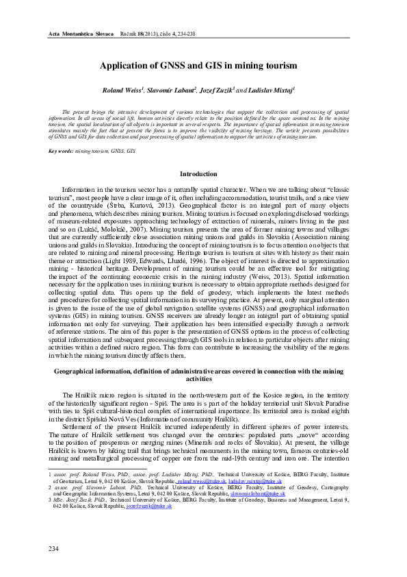 (PDF) Application of GNSS and GIS in mining tourism