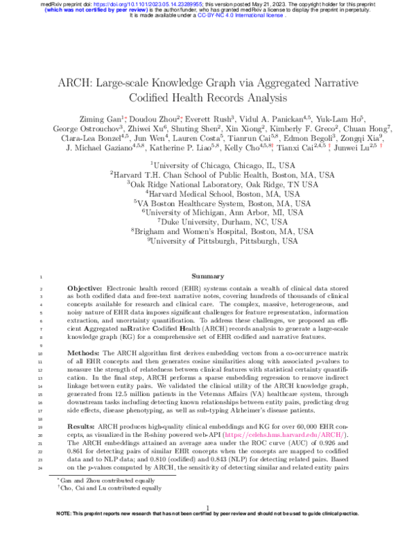 (PDF) ARCH: Large-scale Knowledge Graph via Aggregated Narrative Codified Health Records Analysis