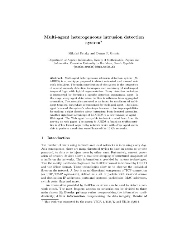 (PDF) Multi-Agent Heterogeneous Intrusion Detection System