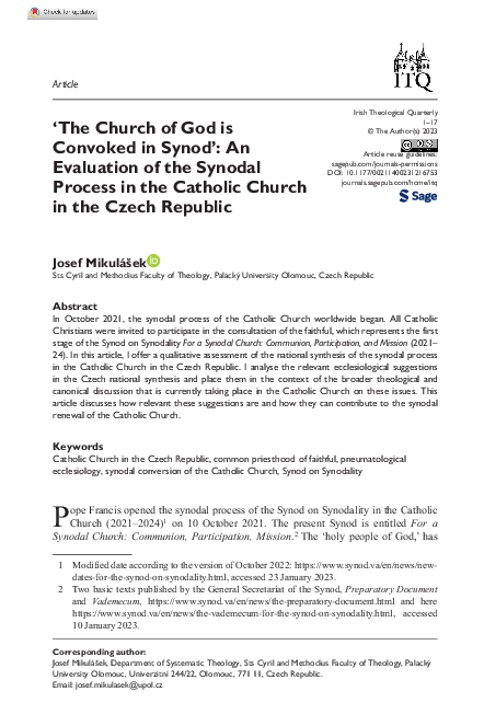 (PDF) Evaluating the Church's Synodal Process in Czechia