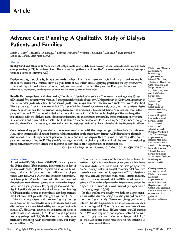 (PDF) Advance Care Planning