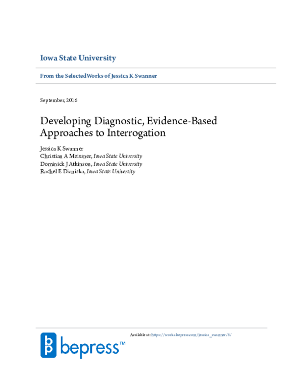 (PDF) Developing diagnostic, evidence-based approaches to interrogation