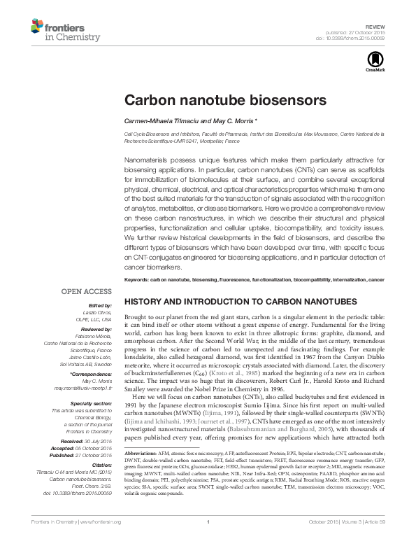 (PDF) Carbon nanotube biosensors