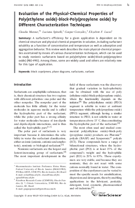 (PDF) Evaluation of the Physical-Chemical Properties of Poly(ethylene ...