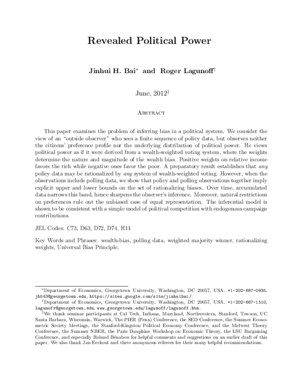 (PDF) Revealed Political Power