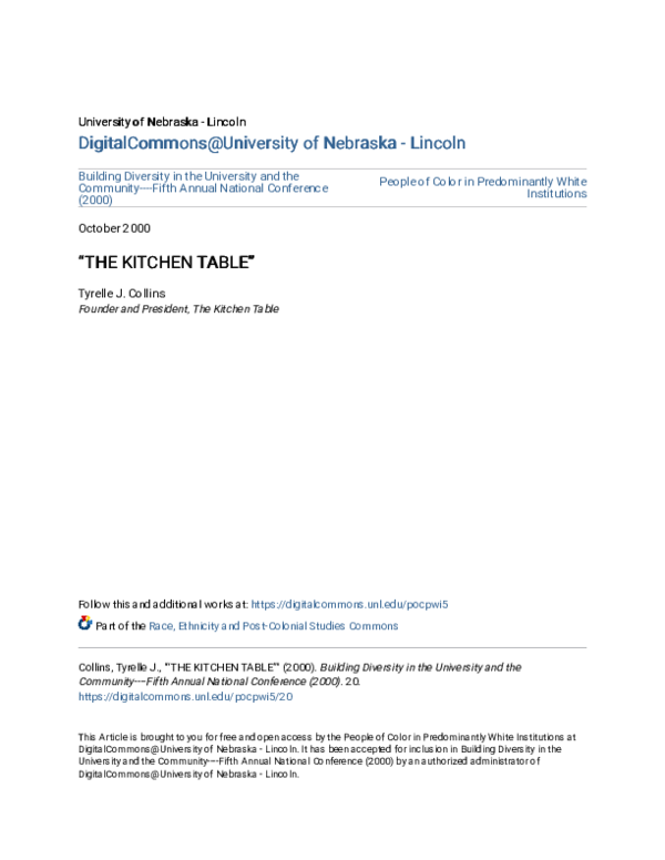 (PDF) The Kitchen Table
