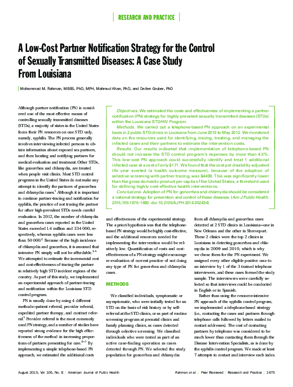 (PDF) A Low-Cost Partner Notification Strategy for the Control of ...