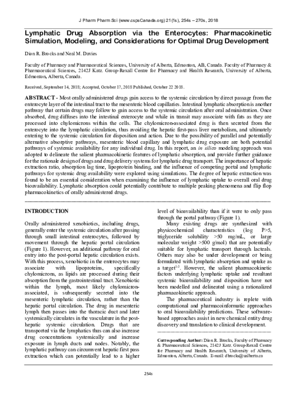 (PDF) Lymphatic Drug Absorption via the Enterocytes: Pharmacokinetic ...