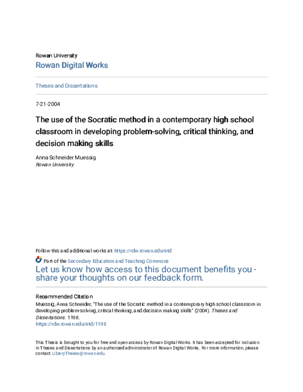 (PDF) The Use of the Socratic Method in a Contemporary High School ...