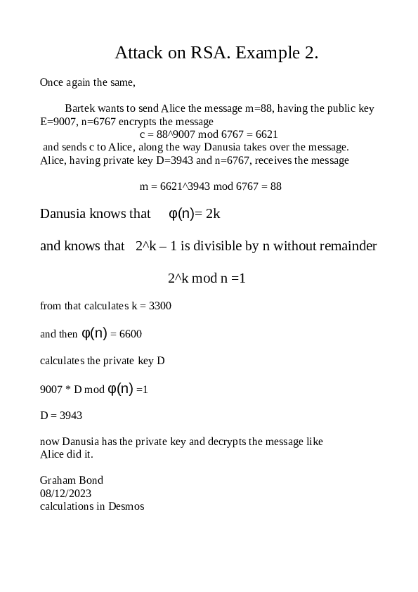 (PDF) Attack on RSA. Example 2 | Graham Bond - Academia.edu