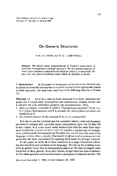 (PDF) On generic structures