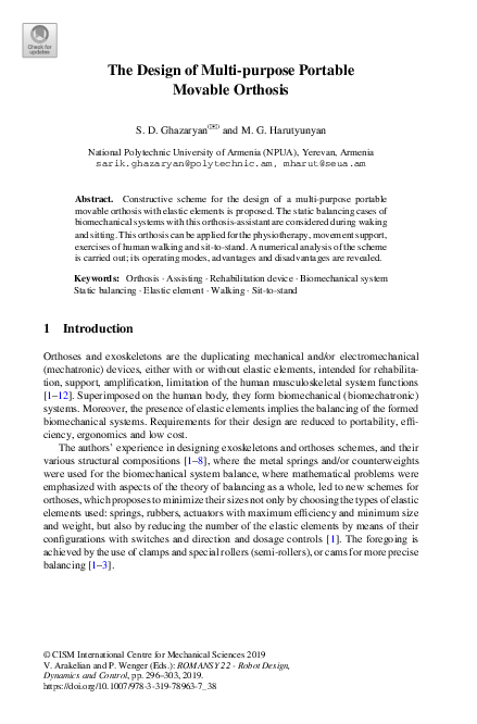 (PDF) The Design of Multi-purpose Portable Movable Orthosis