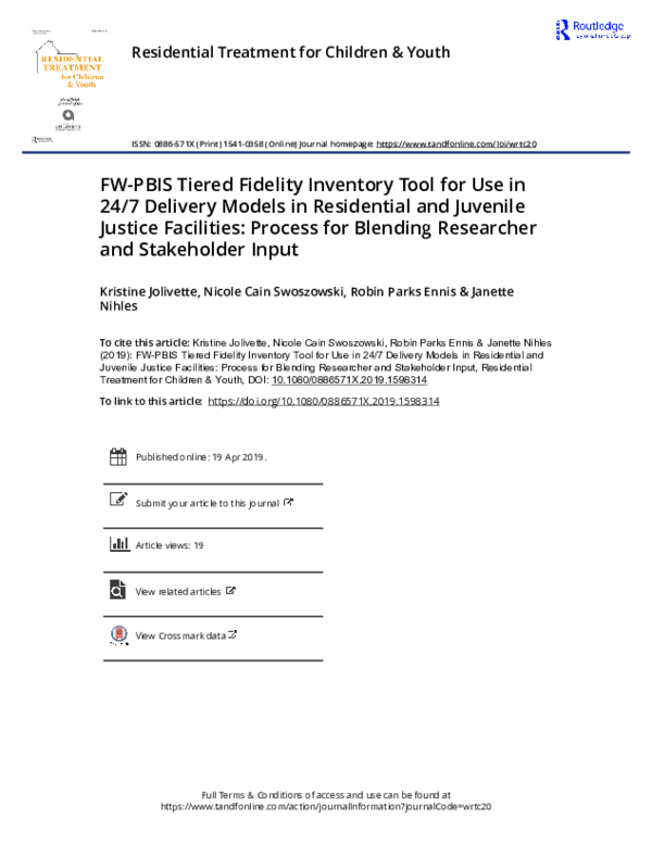(PDF) FW-PBIS Tiered Fidelity Inventory Tool for Use in 24/7 Delivery ...