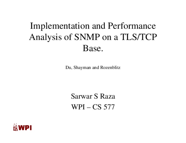 (PDF) Implementation and performance analysis of SNMP on a TLS/TCP base ... (PDF) Implementation and performance analysis of SNMP on a TLS/TCP base ...