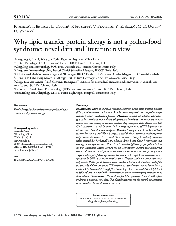 (PDF) Why lipid transfer protein allergy is not a pollen-food syndrome ...