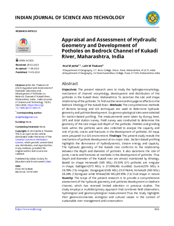 (PDF) Appraisal and Assessment of Hydraulic Geometry and Development of ...