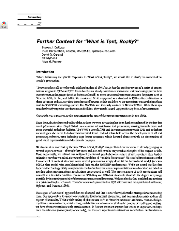 (PDF) Further context for “What is text, really?”