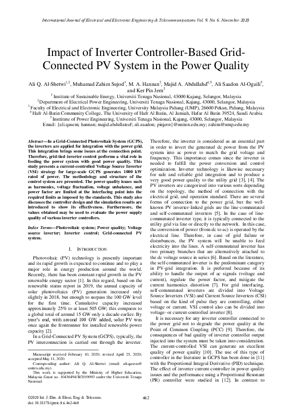 (PDF) Impact of Inverter Controller-Based Grid-Connected PV System in ...