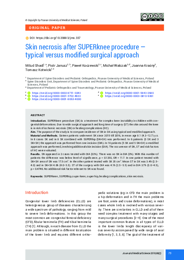 (PDF) Skin necrosis after SUPERknee procedure – typical versus modified ...