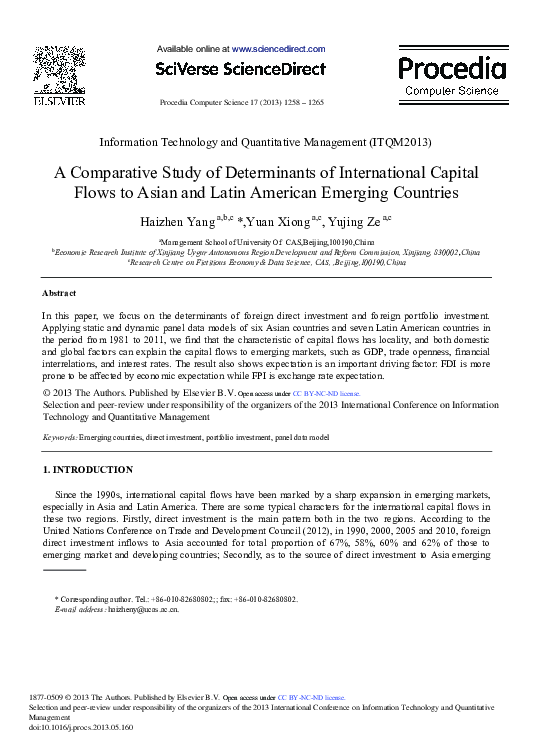 (PDF) A Comparative Study of Determinants of International Capital Flows to Asian and Latin ...